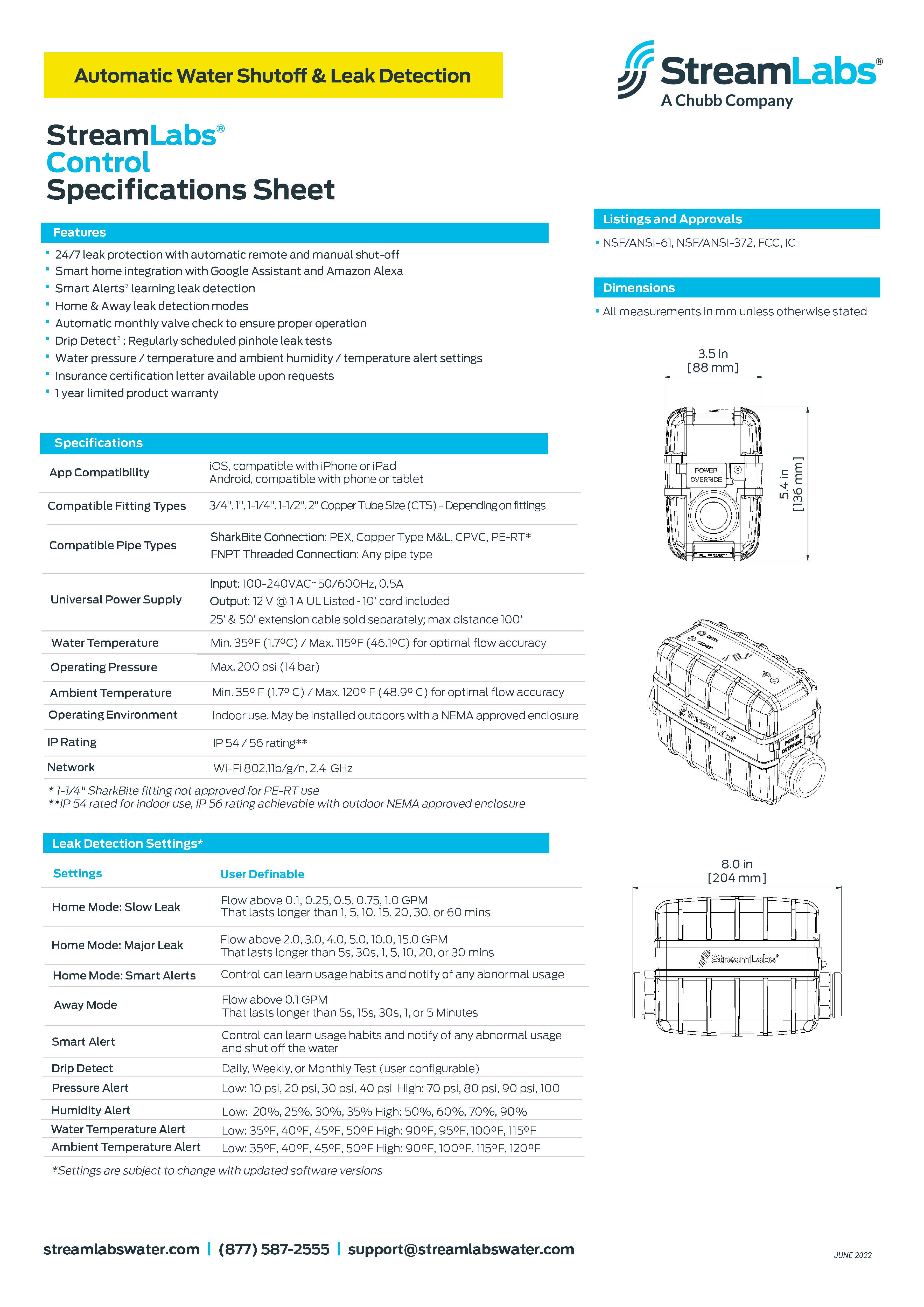 StreamLabs Control Spec Sheet – StreamLabs®